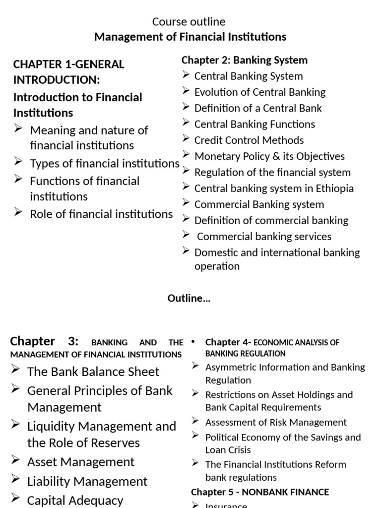 Management of Financial Institutions Overview | PDF