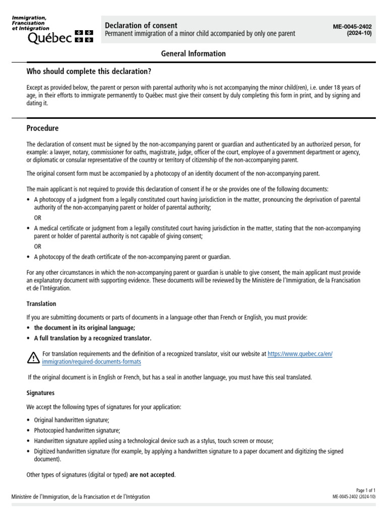 FO Declaration of Consent ME-0045-2402 | PDF | Notary Public | Mail