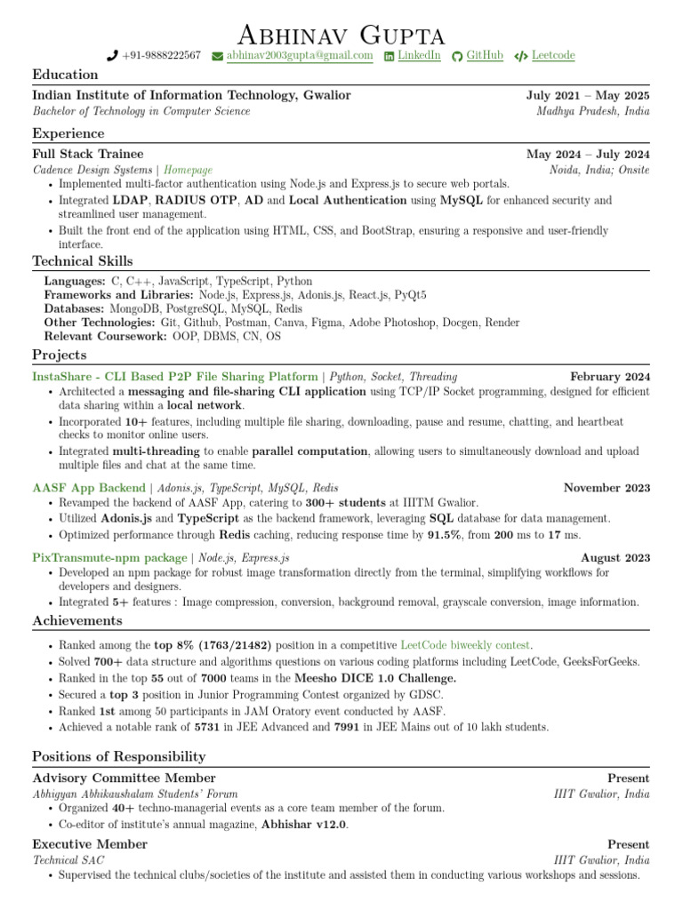 Abhinav Gupta, IIITM, Gwalior | PDF | Computing | Software