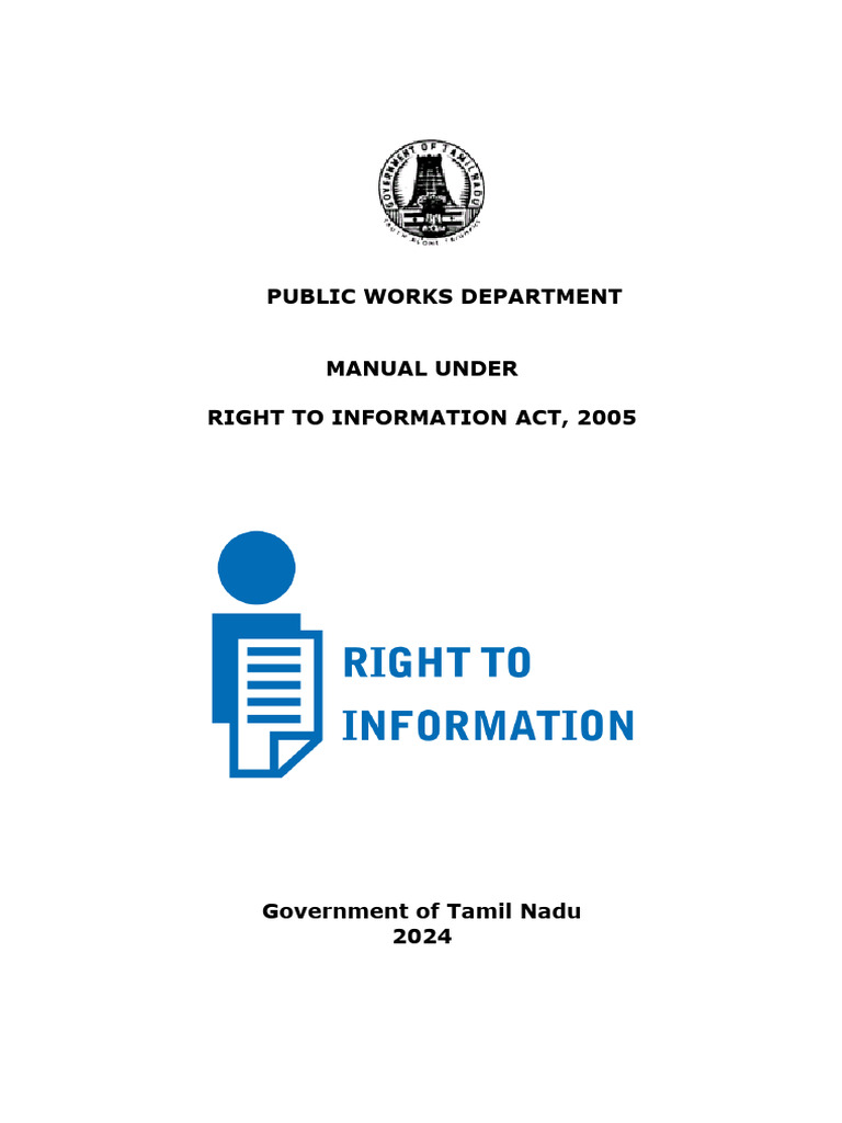Tamil Nadu Public Works RTI Manual | PDF | Banks | Committee