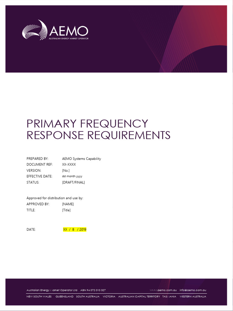AEMO - Primary frequency response requirements V1.1 - clean | PDF ...