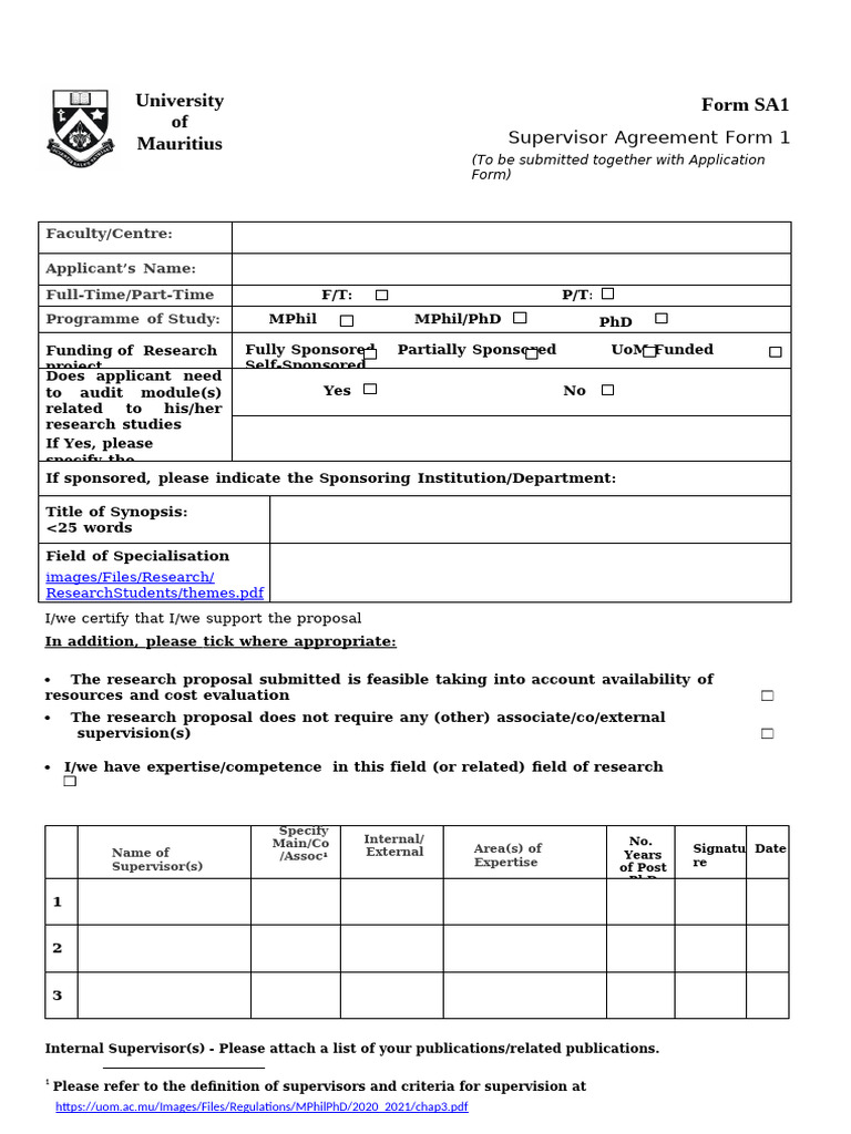 Annex1SA1Form | PDF | Academic Degree | Qualifications