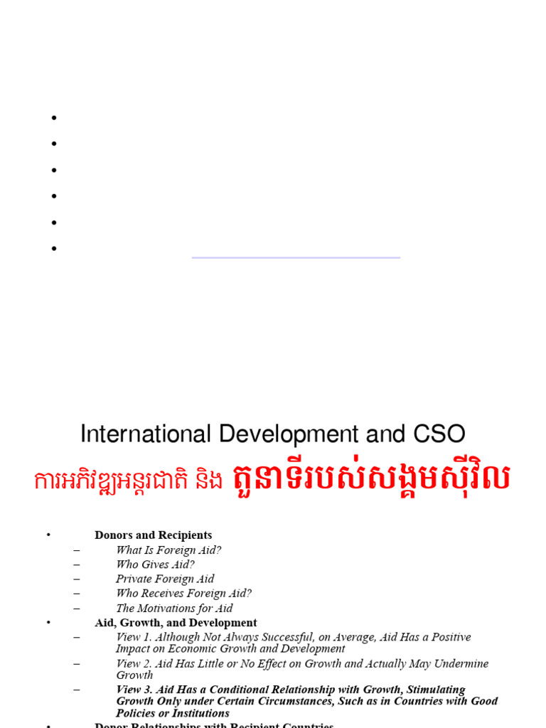 CSO Role in Cambodia's Development Aid | PDF | Non Governmental ...