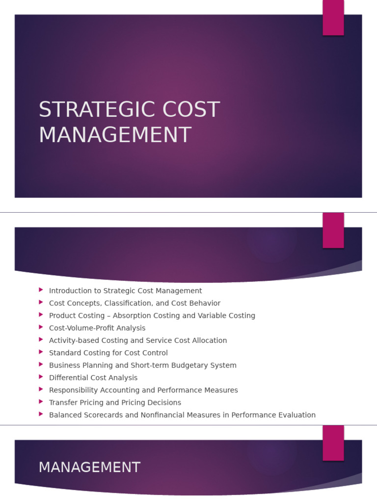 Introduction To Strategic Cost Management | PDF | Cost Accounting | Cost