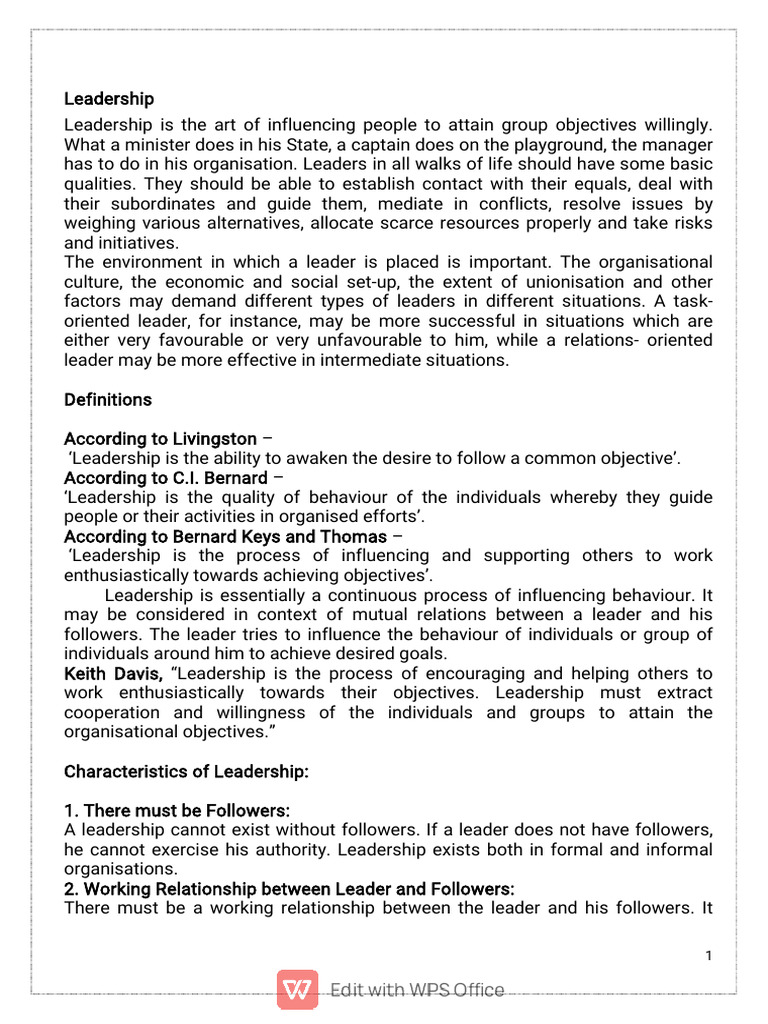 Understanding Leadership Styles and Qualities | PDF | Leadership ...