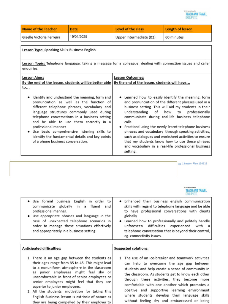2.template Business English Aug 2023 | PDF | Vocabulary | Reading ...