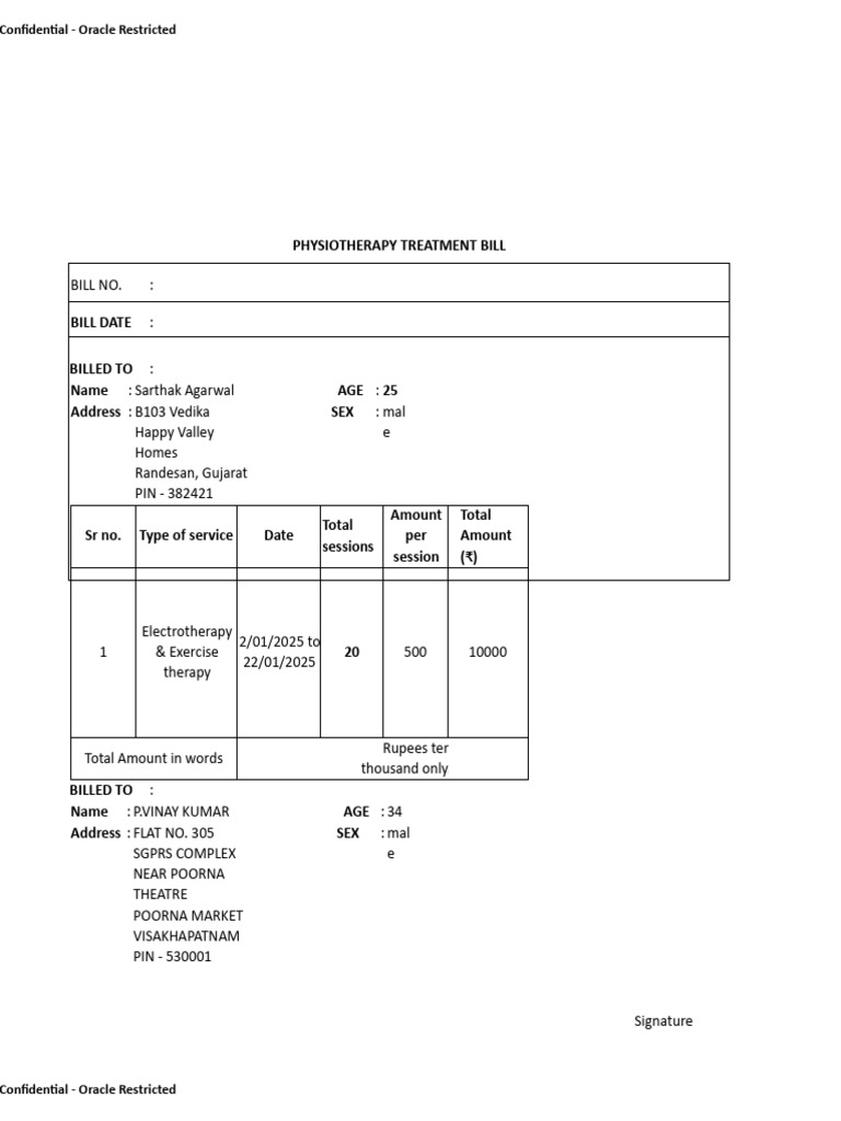 PHYSIOTHERAPY-BILL | PDF | Physical Therapy | Numismatics