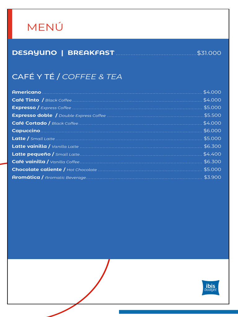 Menú Ibis Budget BQ 310524 | PDF | Alimentos | Cocina