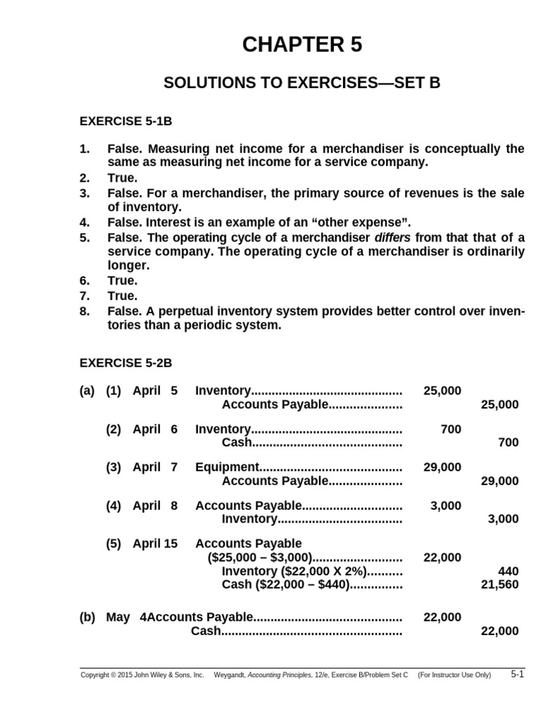Wey AP 12e ExB PC Sol Ch05 | PDF | Debits And Credits | Cost Of Goods Sold