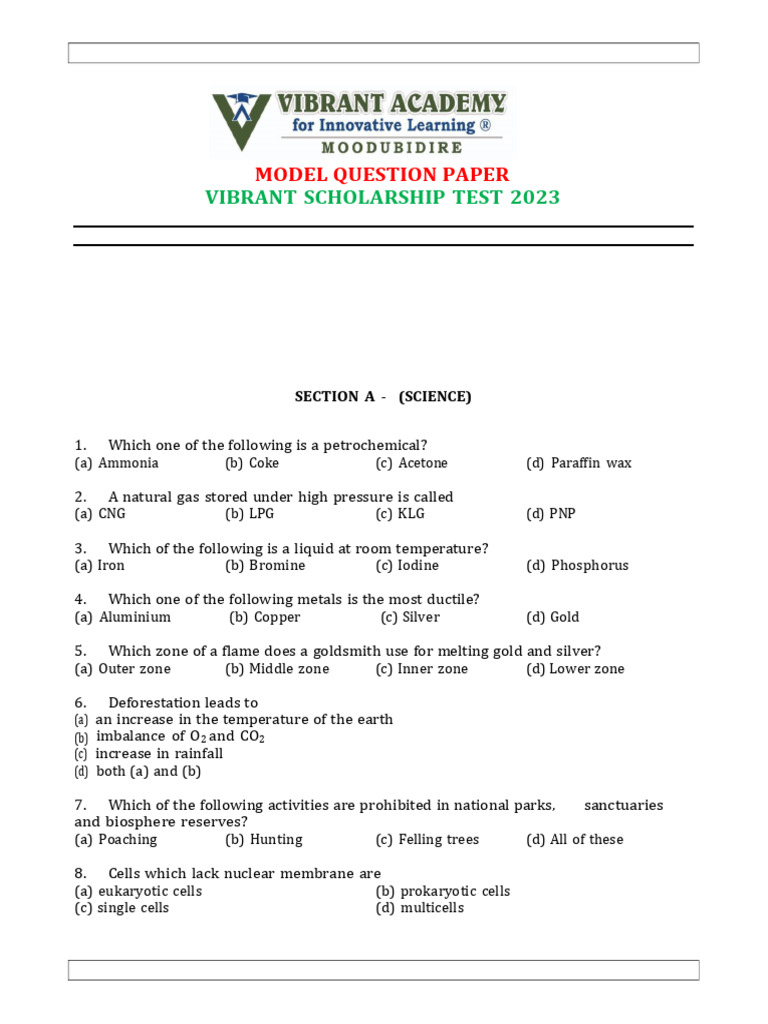 Vibrant Academy Scholarship Test 2023 | PDF | Line (Geometry) | Force