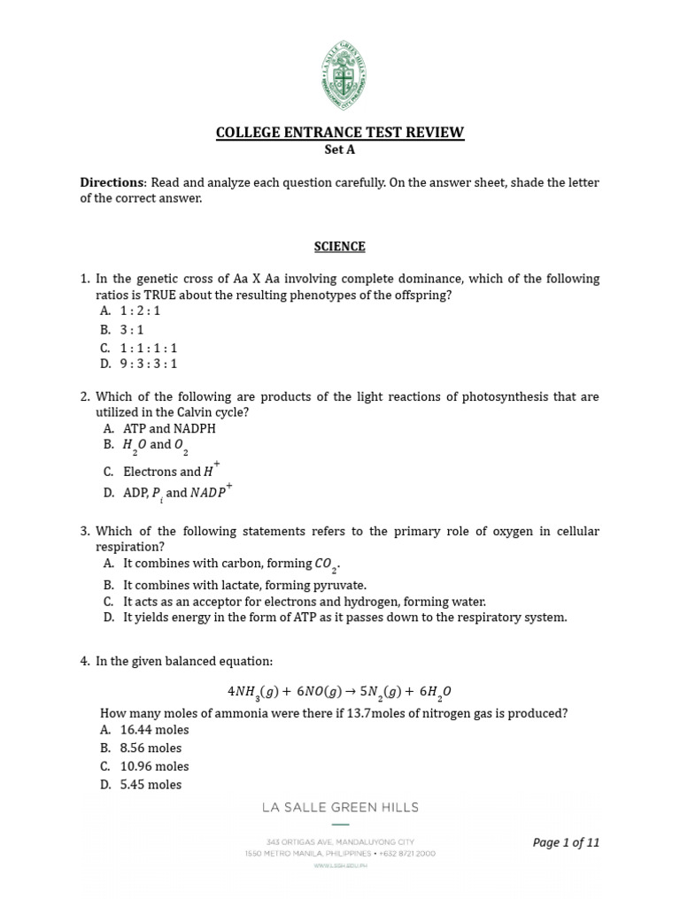 Set a Unified CET Reviewer | PDF | Acid | Chemistry