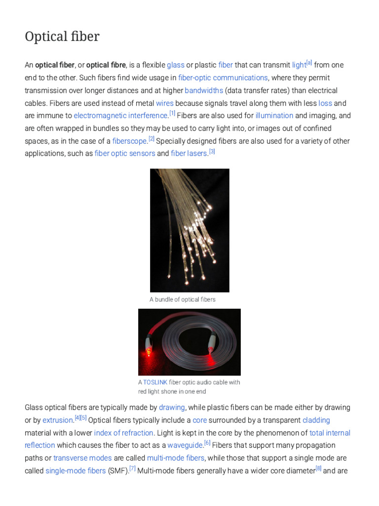 Optical Fiber - Wikipedia | PDF | Optical Fiber | Attenuation