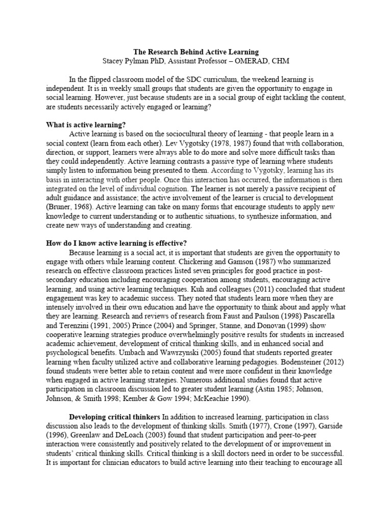 Active Learning Research | PDF | Learning | Critical Thinking