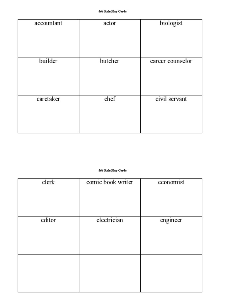 Job Role Play Cards | PDF