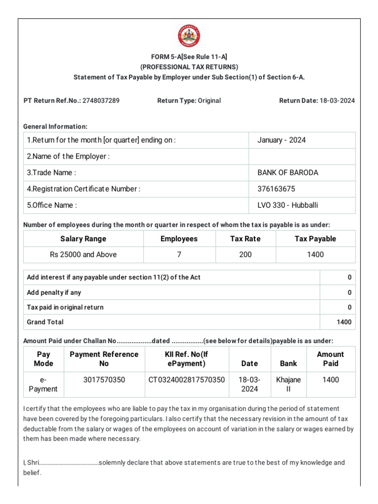 Https Pt.kar.Nic.in Ptemployer Form5 3 | PDF | Salary | Taxes