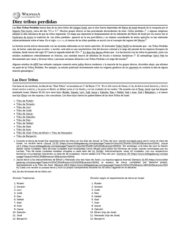 Diez Tribus Perdidas de Israel | PDF | El antiguo Israel y Judá ...