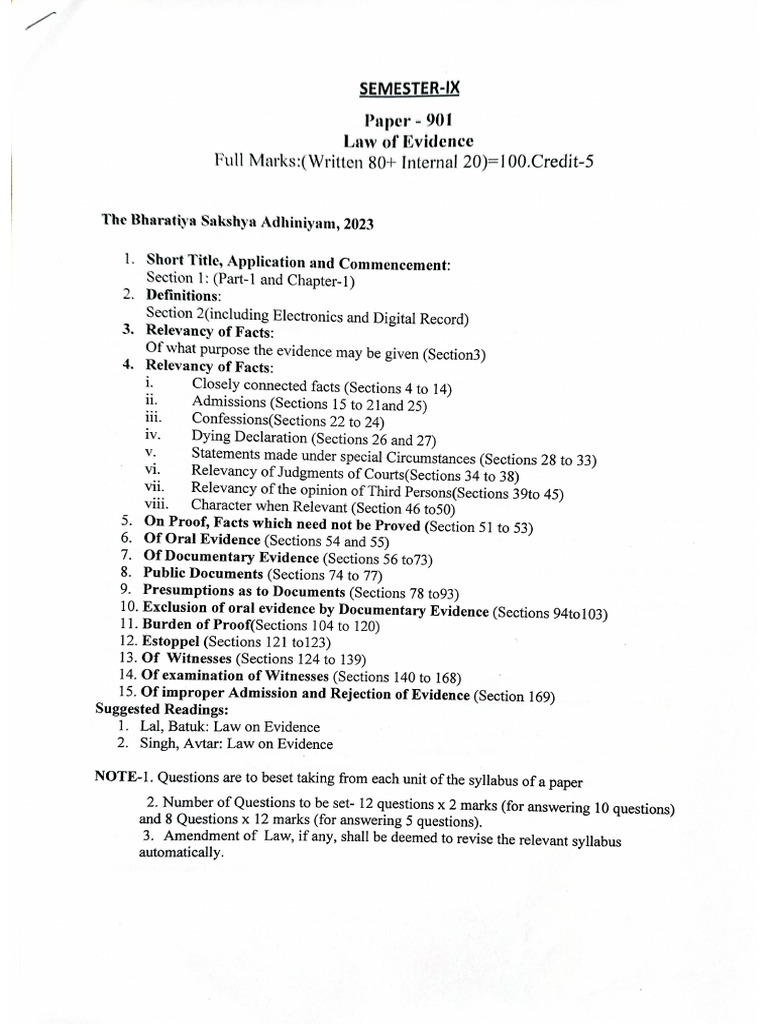 New Syllabus of 9th Semester | PDF