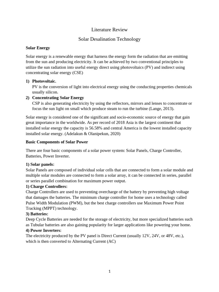 Literature Review | PDF | Solar Power | Photovoltaics