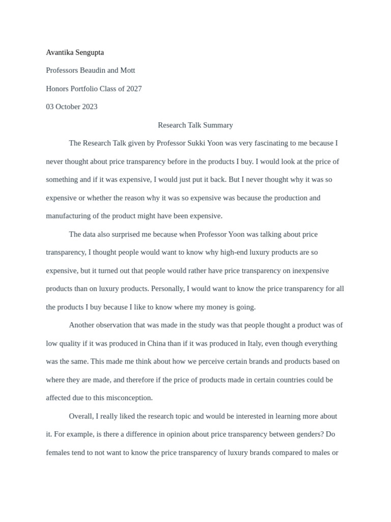 Honors Research Summary | PDF