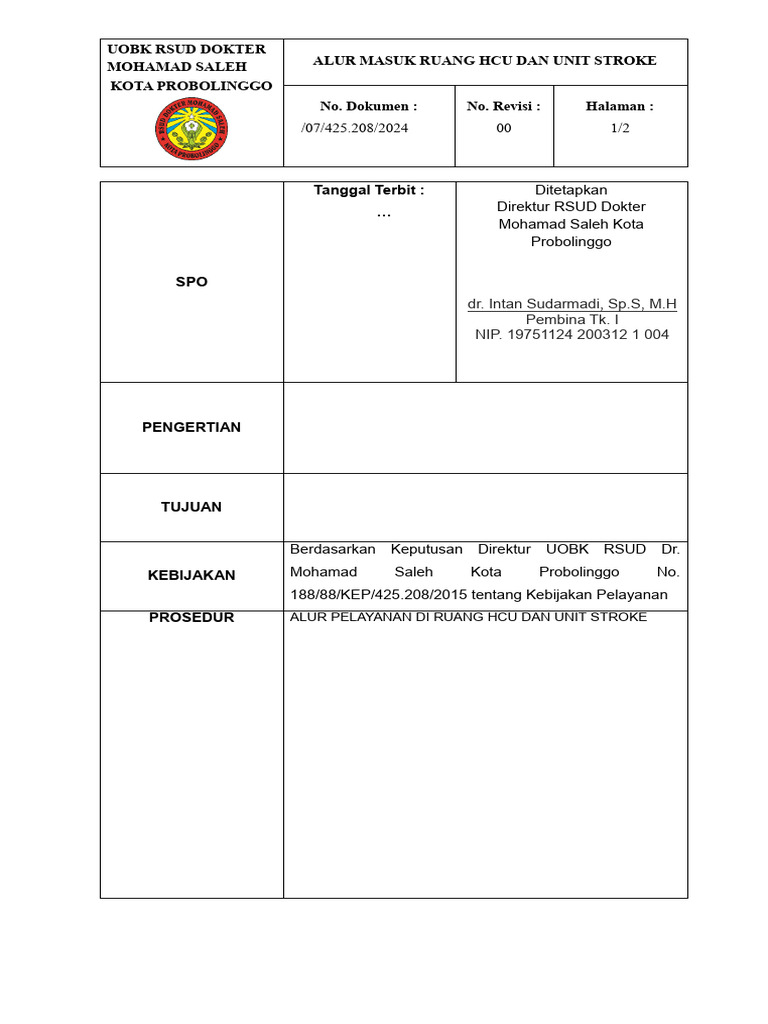 Alur Masuk Hcu Dan Unit Stroke Rev 2 | PDF