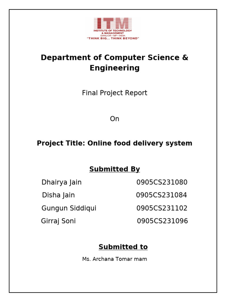 Online Food Delivery System Project Report | PDF | World Wide Web ...