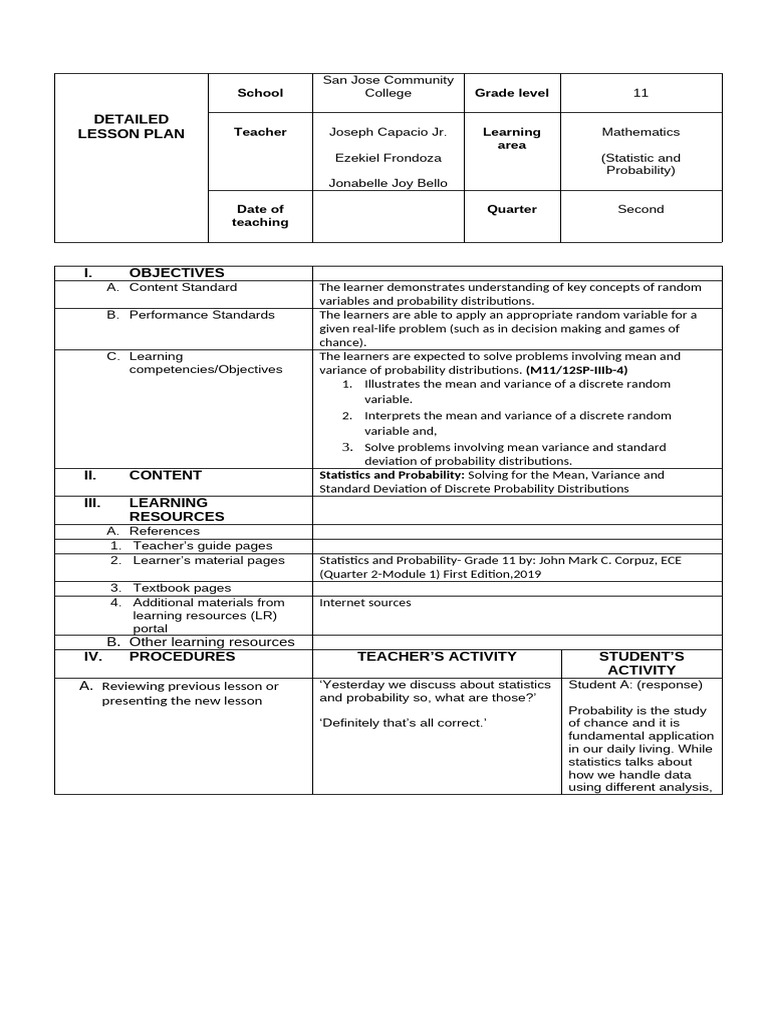 Math3A Group3 InquiryBasedLearning | PDF | Variance | Statistics