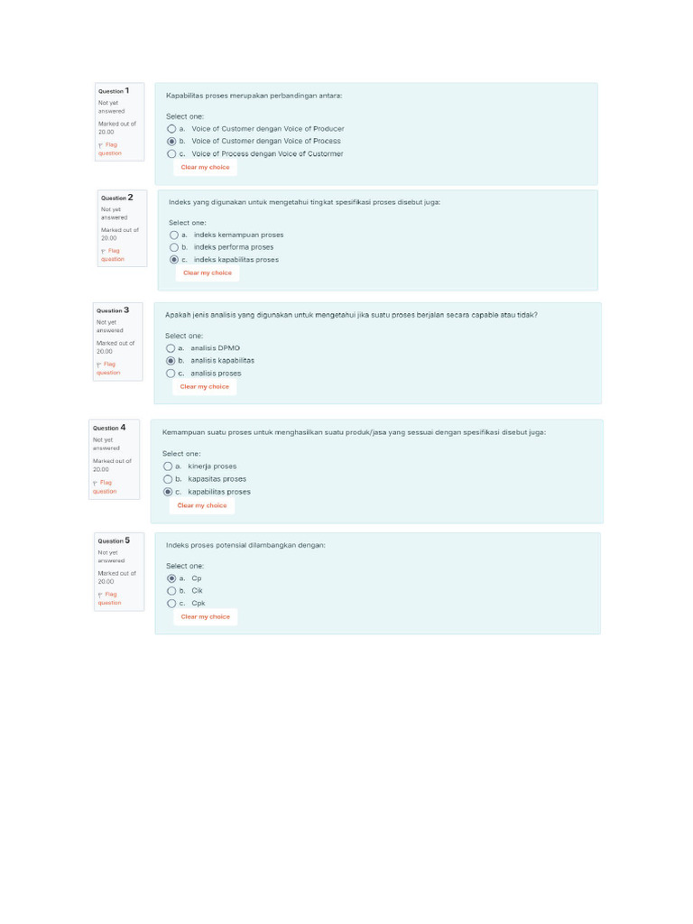 Kuis Sesi 6 Six Sigma | PDF