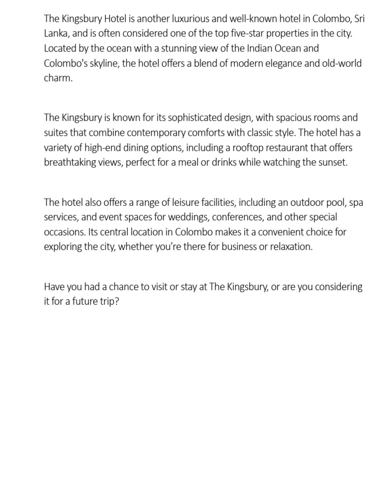 The Kingsbury Hotel | PDF