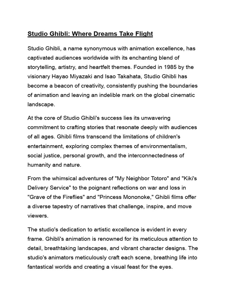 Studio Ghibli's Artistic Legacy | PDF