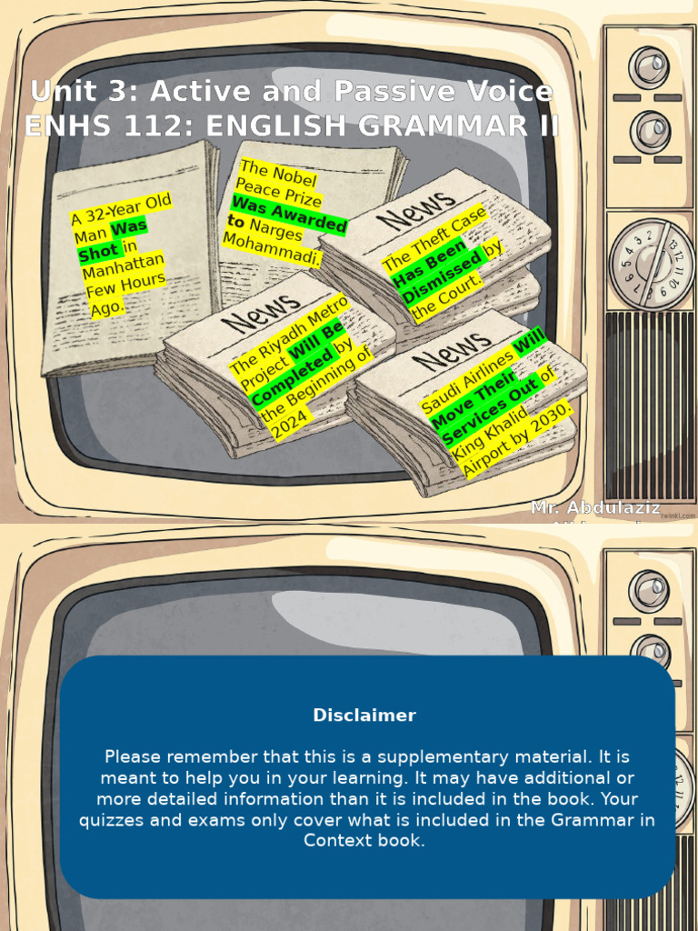 Unit 3 Active & Passive Voice(1) | PDF | Verb | Subject (Grammar)