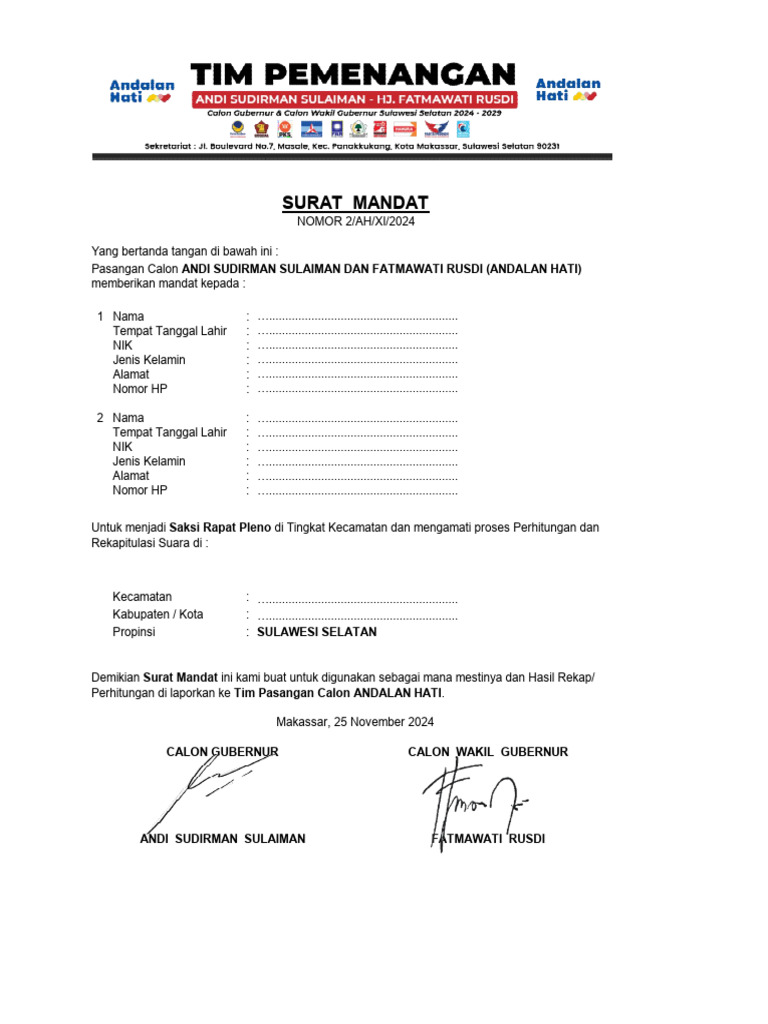 Format Surat Mandat | PDF