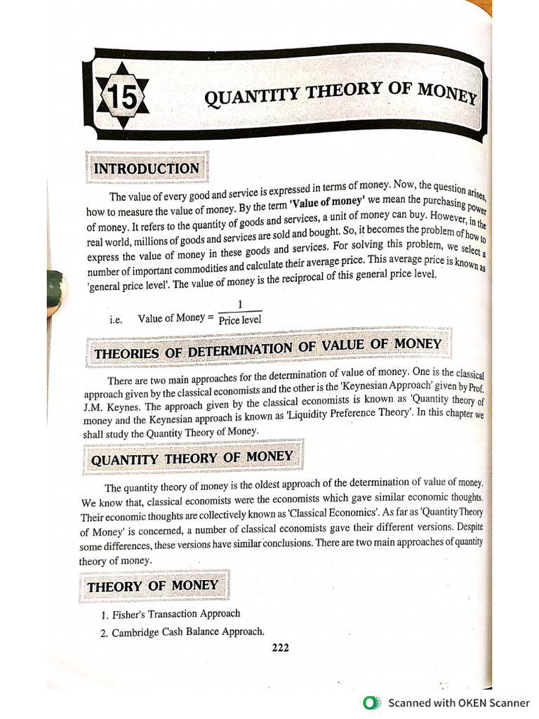 Quantity Theory of Money | PDF