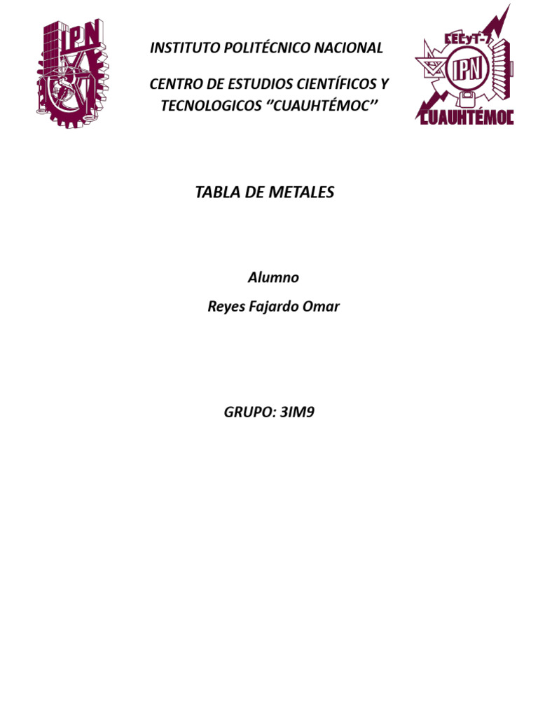 Tabla de Metales | PDF