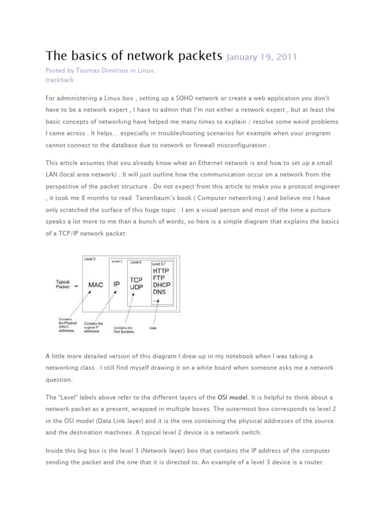 The basics of network | PDF | Network Packet | Computer Network