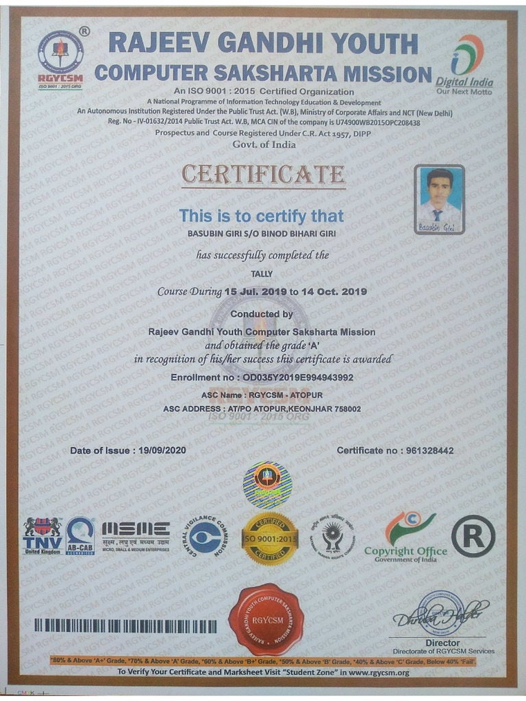 Tally certificate | PDF