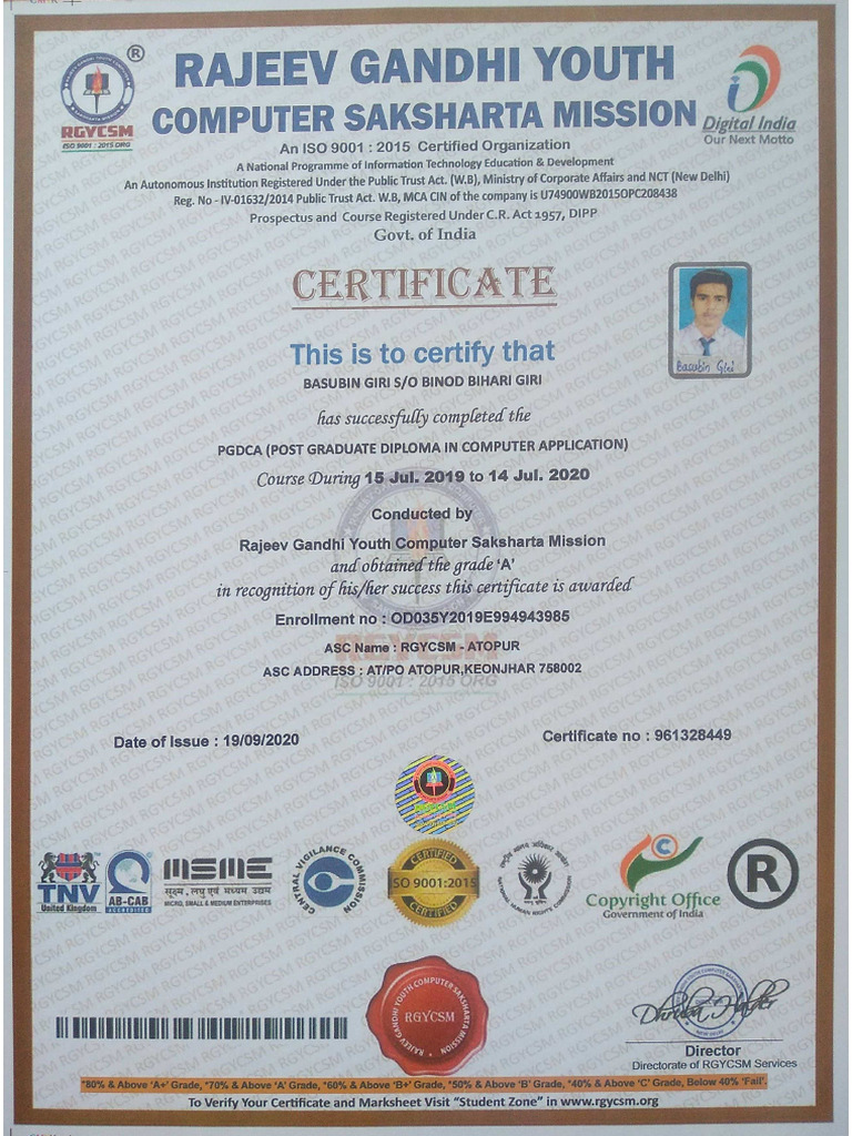 PGDCA Certificate | PDF