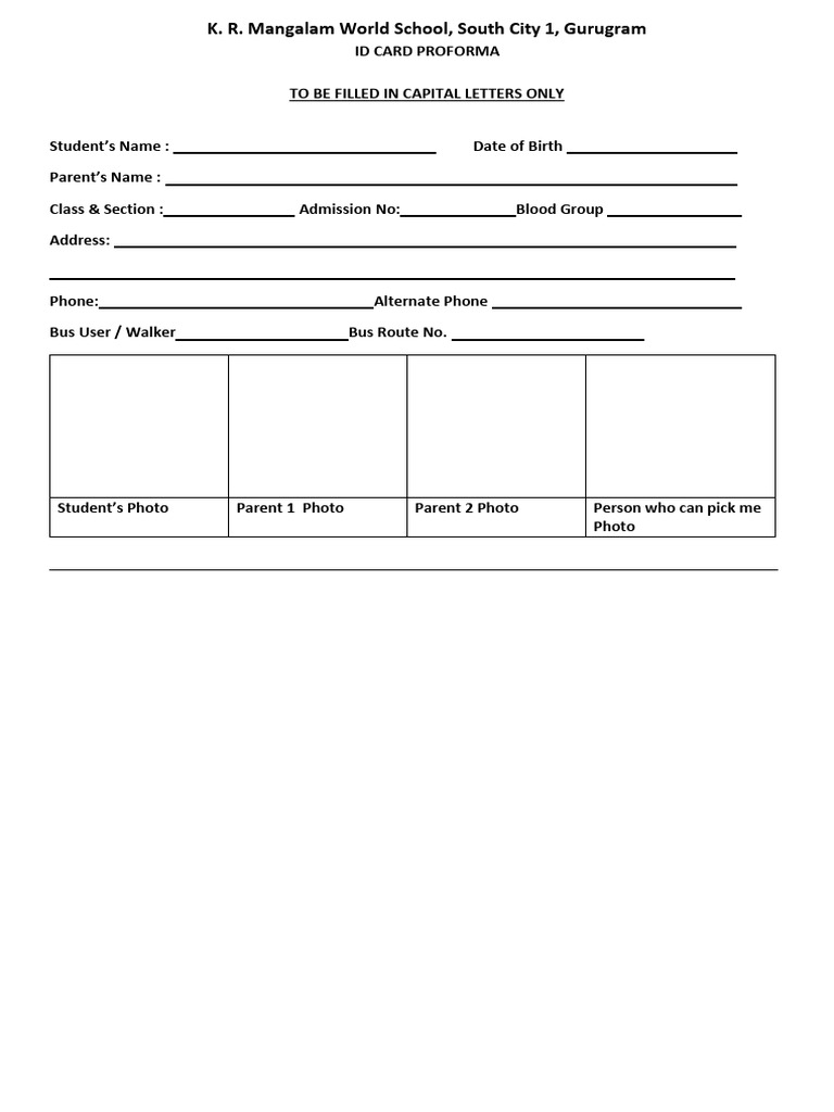 Student ID Card Proforma | PDF