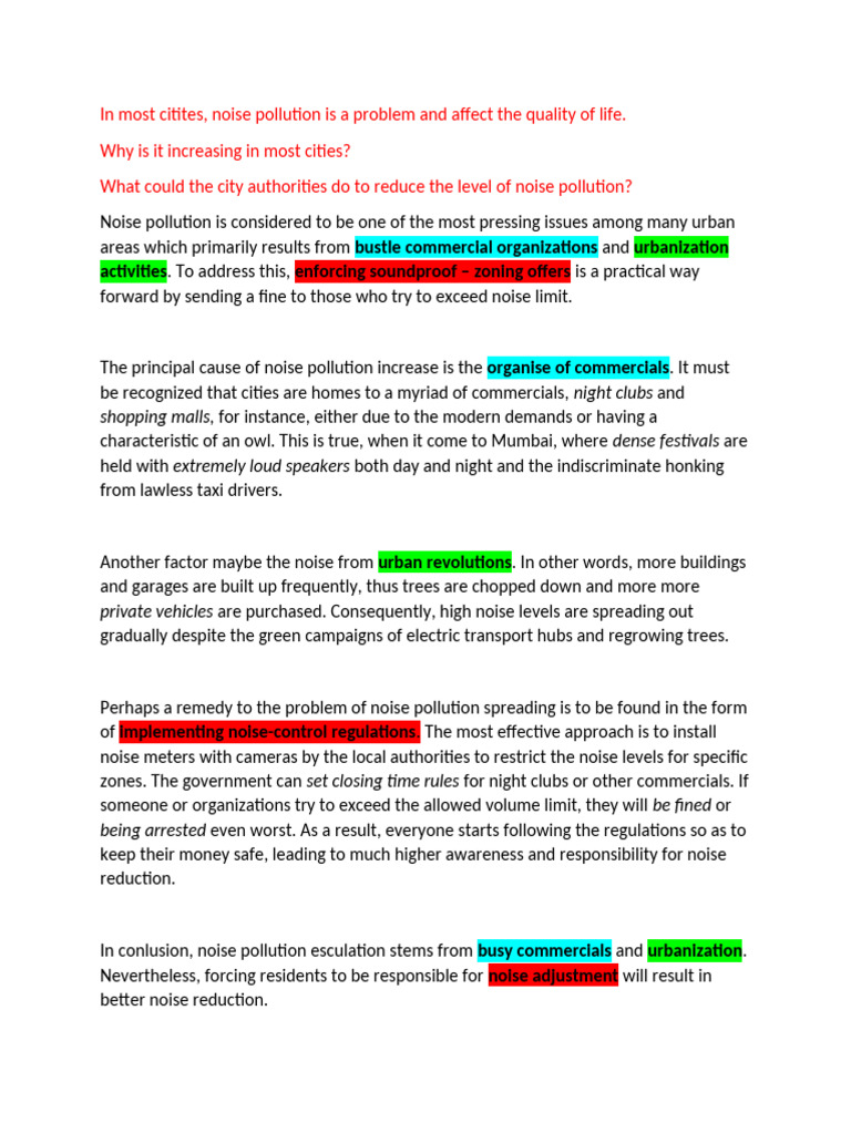 Noise pollution essay | PDF