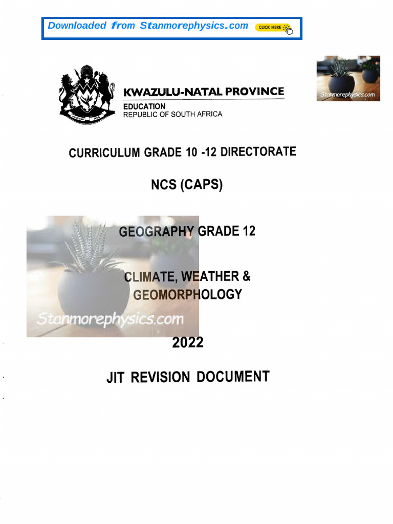 Geography Grade 12 JIT Learner Revision 2022 | PDF
