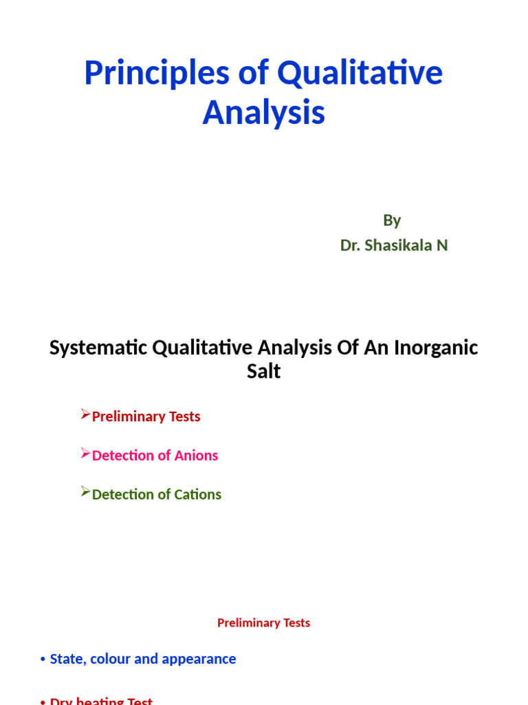 Principles of Qualitative Analysis 2024 | PDF | Precipitation ...