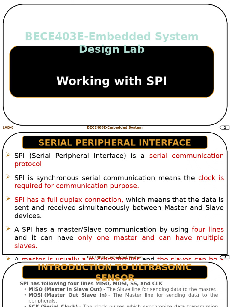 Esd Lab 10 Spi Updated Pdf Physical Layer Protocols Data Transmission