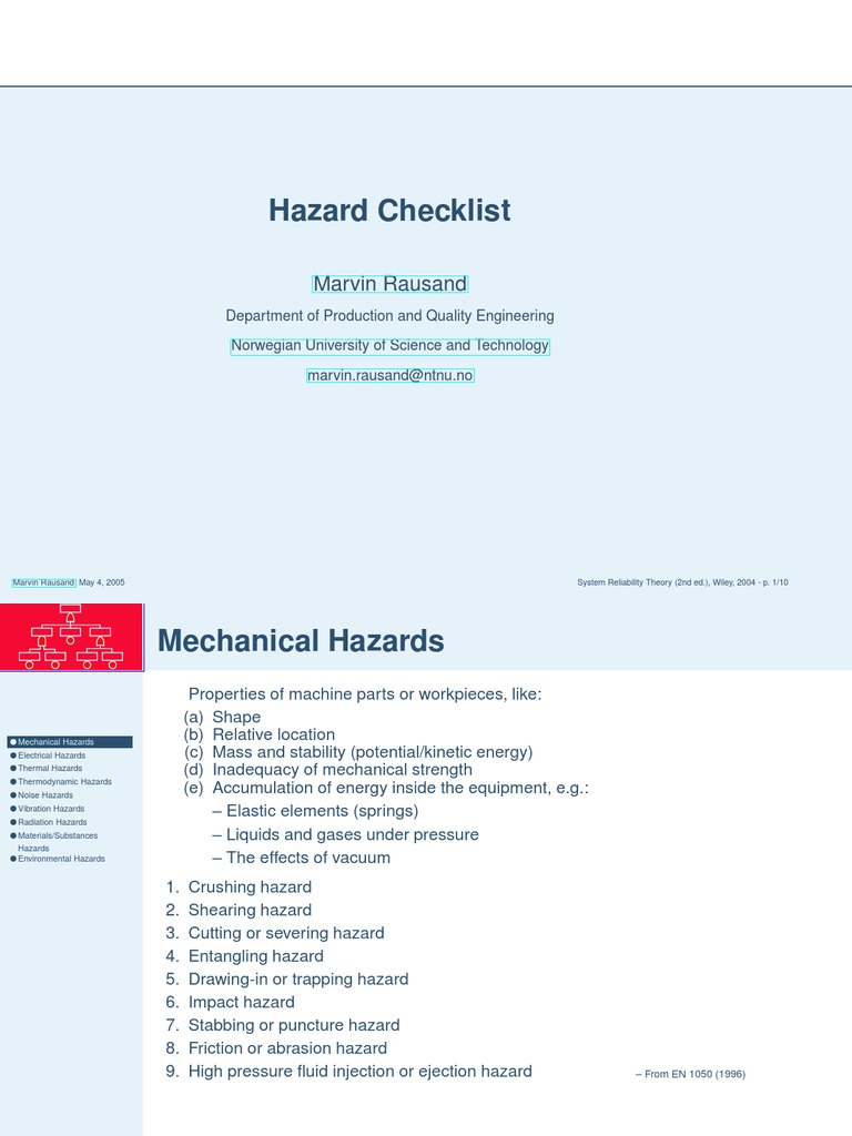 Hazard Checklist | PDF