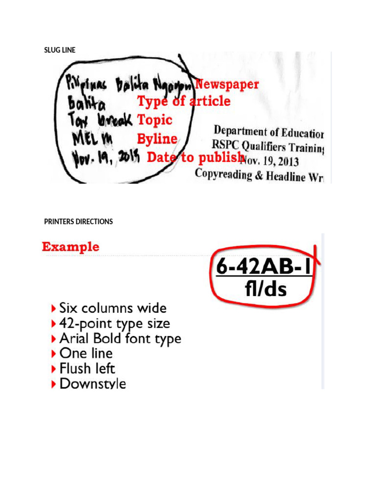 SLUG LINE & PRINTERS DIRECTION | PDF