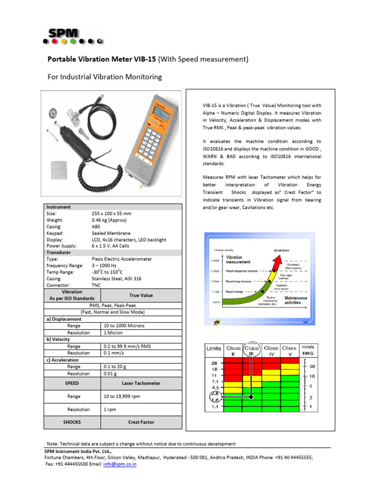 Portable Vibration Meter VIB-15 Specs | PDF