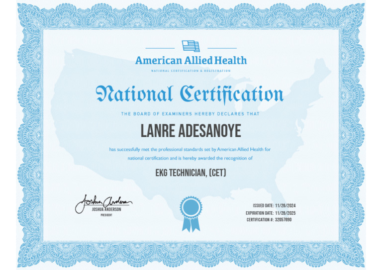 Adesanoye Aah Cet Certificate - 32057690 | PDF