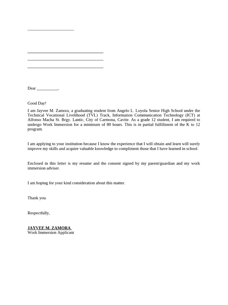 Application Letter Sample | PDF