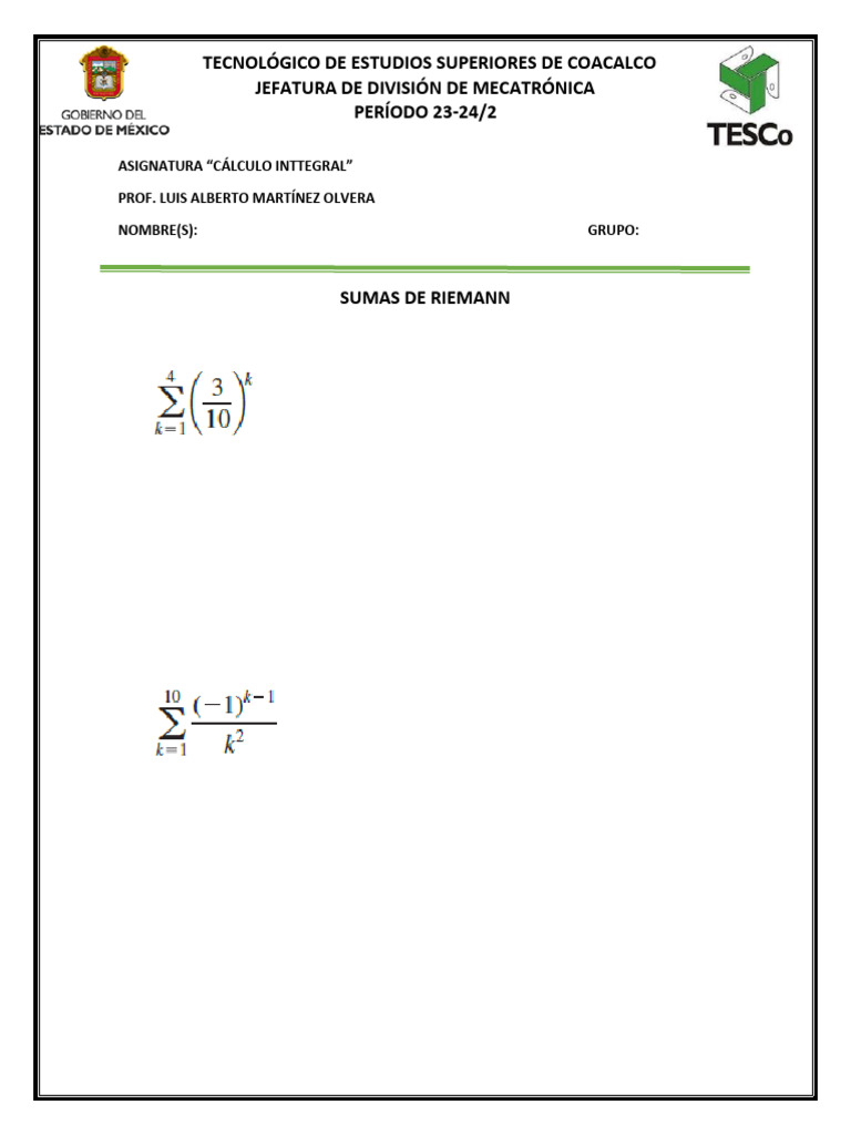 Sumas de Riemann en Cálculo Integral | PDF