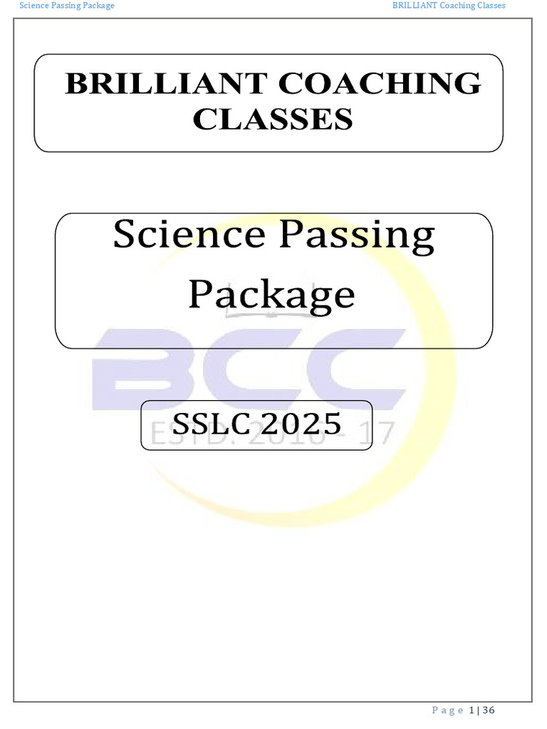 Science Passinf Package | PDF | Chemical Reactions | Chlorine