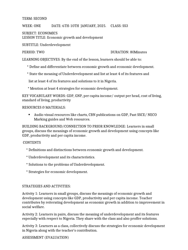 Economic Growth and Development in Nigeria | PDF