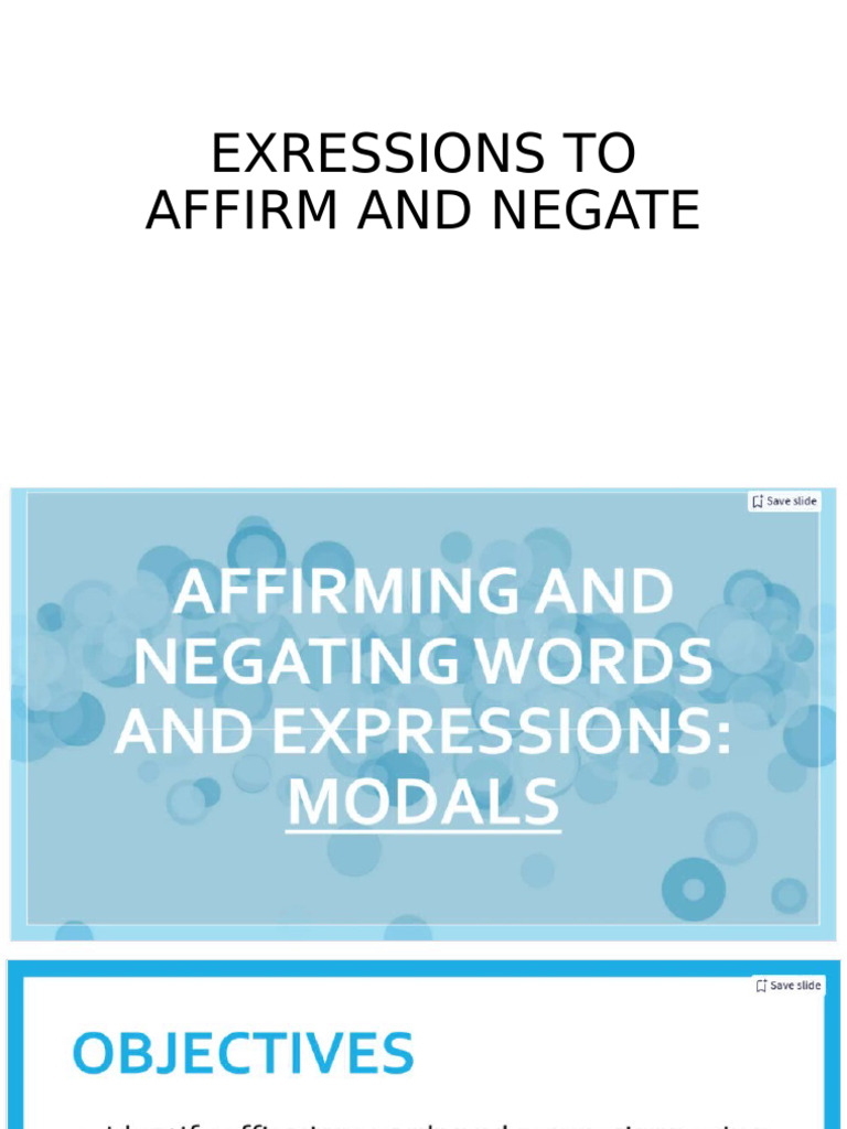 q3 Exressions To Affirm and Negate | PDF